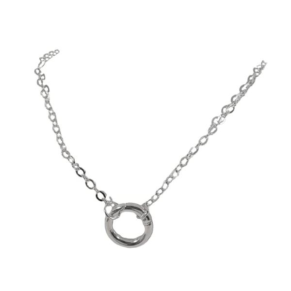 商品名Small NO Closure Locking Day Collar O Ring Choker Statement Eternity Necklace 925 Sterling Silver Pure Plated Circle ...