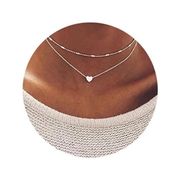 商品名Aluinn ラブハート レイヤード チョーカー ネックレス シルバー シンプル ビーズ ペンダント ネックレス シンプル チェーン レディース ティーン ガールズAluinn Love Heart Layered Choker Ne...