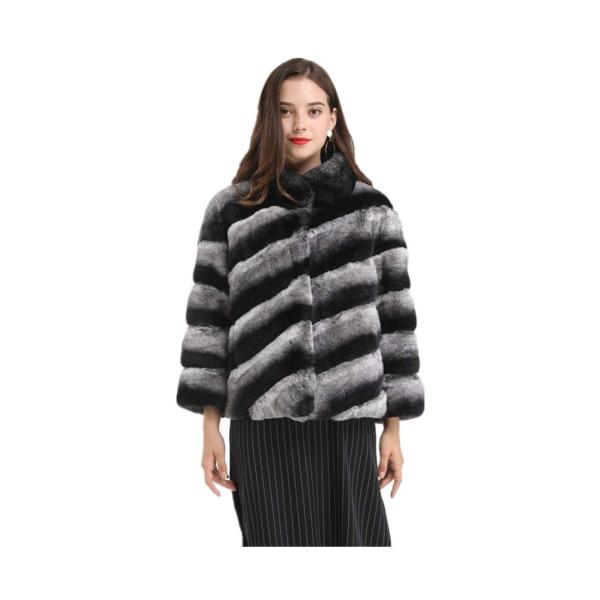 商品名: LVCOMEFF レディース 純正 レックス ラビット ファー ジャケット チンチラ プラスサイズ ふわふわ 冬 暖かい, チンチラカラー, XS(bust 95 cm,37in? LVCOMEFF Women Genuine R...