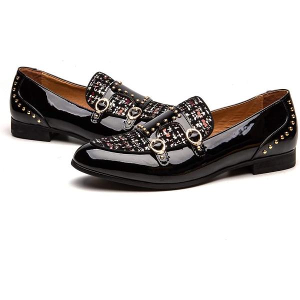 商品名JITAI 高級メンズシューズ ブラック ローファー レザー メンズ カジュアルシューズ ブランド 快適, ブラック/03, 7JITAI Men's Black Loafers Leather Dress Shoes with Me...