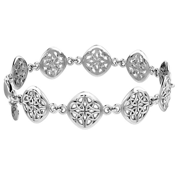 商品名: US Jewels And Gems 925スターリングシルバー ケルト 4ポイント クォーターノット リンクブレスレット シルバー US Jewels 925 Sterling Silver Celtic Four Point ...