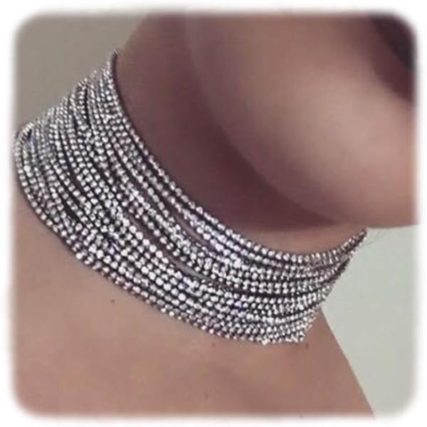 商品名YERTTER レディース チャンキーチェーン チョーカー ネックレス パッドハート チャム トグルネックレス ジュエリー ロングネックレス パーティー プロム バケーション用, ラインストーンYERTTER Women Waterf...