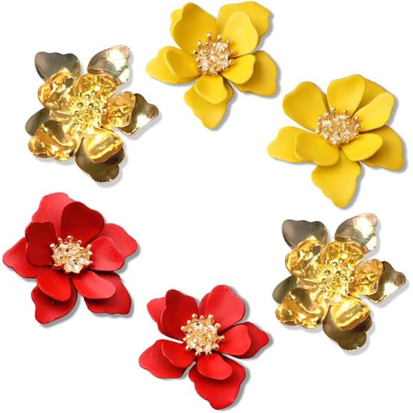 商品名D.Rosse シックなボヘミアンマットフラワーステートメントスタッドイヤリングセット ゴールドフラワーバッド付き レディース 姉妹 お母さん 恋人 友人D.Rosse 2 Pairs Chic Boho Matte Flower S...