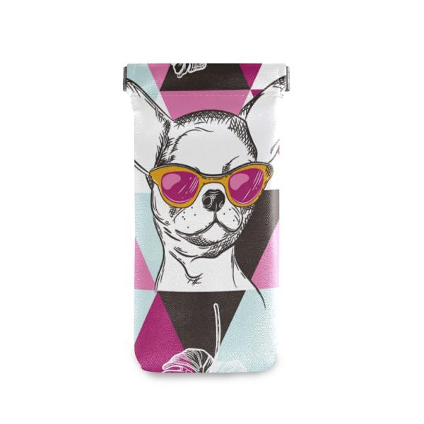 商品名: Eyeglass Case Chihuahua Dog Glasses Pouch Case Soft Sunglasses Pouch Bag Squeeze PU Leather Eyeglass Cases Holder T...