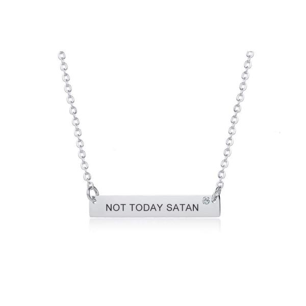 商品名: PJ Jewelry Not Today Satan マントラ 引用句 面白い格言 バーネックレス 女性へのインスピレーションを与えるギフト PJ Jewelry Not Today Satan Mantra Quote Funn...