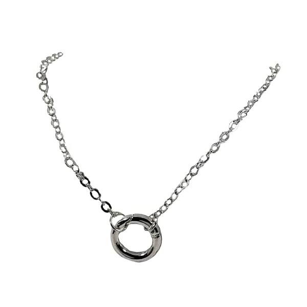 商品名Small NO Closure Locking Day Collar O Ring Choker Statement Eternity Necklace 925 Sterling Silver Pure Plated Circle ...