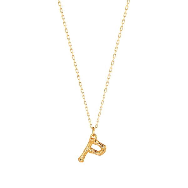 商品名: 竹製イニシャルネックレス 18Kゴールドメッキ ステンレススチール 小さなイニシャルネックレス パーソナライズ レターネックレス モノグラム ネームネックレス レディース ガールズ, 金属 Bamboo Initial Neckl...