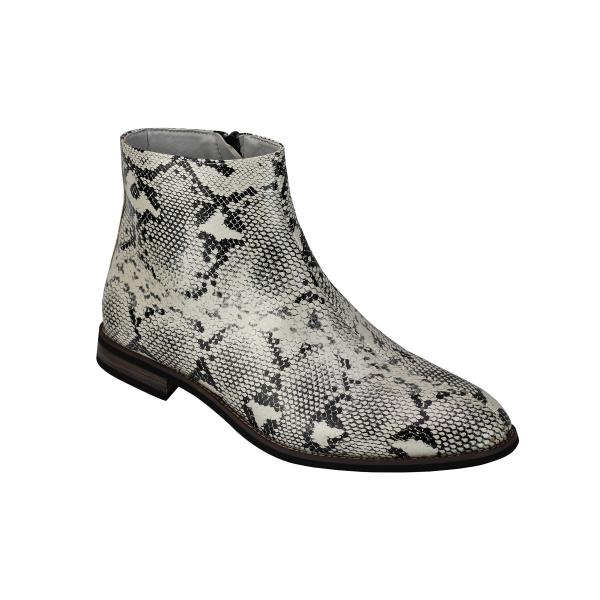 商品名:  Xposed Mens Faux Leather Shiny Snake skin Print Ankle Boots Zip on Chelsea Dealer Shoes [A2076H-WHITE-46]ブランド: Xpo...