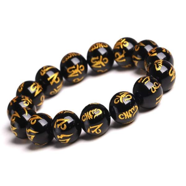 商品名: DUOVEKT 純正 6単語 マントラ ブラックビーズ 黒曜石ブレスレット レディース メンズ ストレッチ ラッキーストーン ギフト ジュエリー 8mm 10mm 12mm 14mm 16mm 8-16mm DUOVEKT Gen...