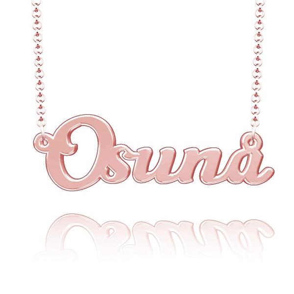 商品名: Infinite Memories 名入れネックレス ネームプレートチェーン スクリプトレターペンダント カスタマイズ可, 金属 Infinite Memories Osuna Name Necklace personalized...