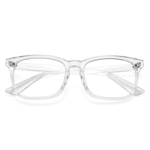 商品名: COASION クリアメガネ レディース メンズ スクエアフレーム フェイクメガネ 処方箋なし, A1 x 透明。, M COASION Clear Glasses for Women Men Square Frame Fake ...