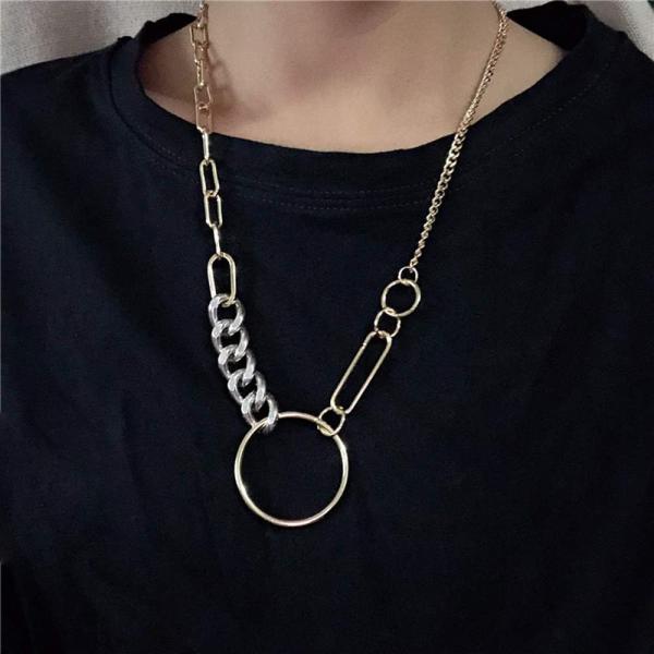 商品名YERTTER 上品でユニークなパンクの重ね付けリングチェーンチョーカーネックレス ボーホージュエリーセット レイヤーペンダント ステートメントチャンキーチェーンネックレス レディース メンズYERTTER Dainty Big Ch...