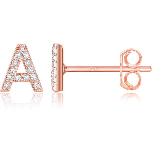 商品名MONOOC イニシャルスタッドピアス ガールズ S925スターリングシルバー ポスト キュービックジルコニア スタッドピアス イニシャルイヤリング ガールズ レディース 低刺激性 イヤリング 誕生日 クリスマスギフト 女の子 キッズ...