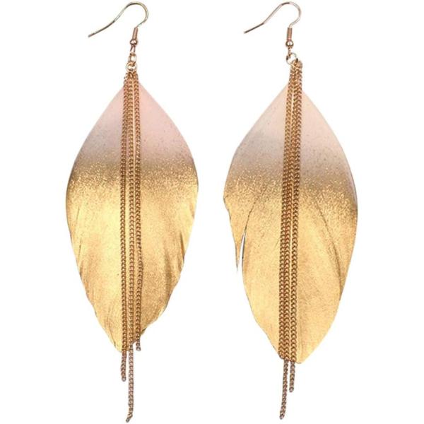 商品名D.Rosse シックなハンドメイドの目を引くブリリアントシャイン 軽量 ボヘミアン 自然 フェザー イヤリング レディース ガールズChic handmade eye catching brilliant shine light w...