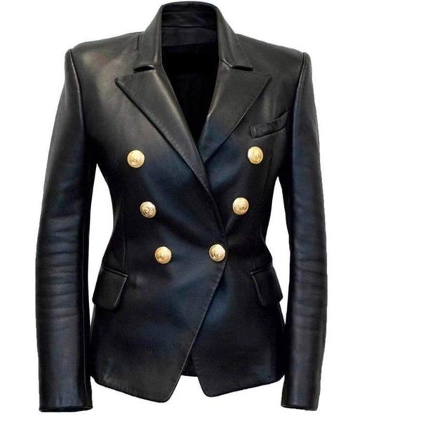 商品名:  Womens Kim Kardashian Black Double Breasted Slim Fit Real Leather Jacket Blazer (L)ブランド: VINTAGE LEATHER COMPANY商品...