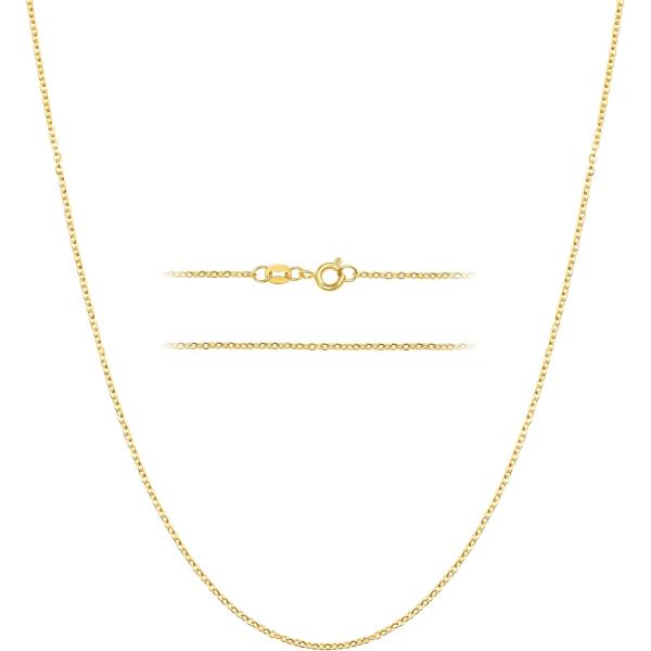 商品名KISPER 24Kゴールドオーバーステンレススチール 1.5mm 薄型ケーブルリンクチェーンネックレス 14インチ, 金属, NAKISPER 24k Gold Cable Link Chain Necklace   Thin, D...