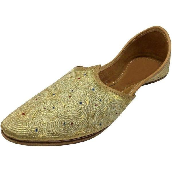 商品名[Stop n Style] Punjabi Juttis 男性用 シャルワニシューズ 新郎用シューズ フォーマル ウェディングシューズ ビーズシューズ フラット モジャリ US サイズ: 8 カラー: ゴールドStop n Styl...