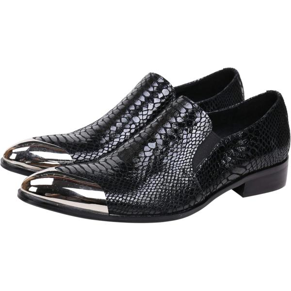 商品名Santimon Mens Loafers Pointed Toe Leather Fashion Printed Metal Tip Western Dress Shoes Irregular 8.5ブランド：Santimon商品サ...