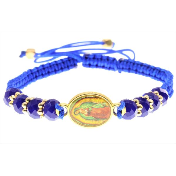 商品名: 聖母マリア ブルービーズ ゴールドトーンブレスレット付き Pulsera De La Virgen Maria Con Piedras カラー Azul Y Tonos Dorados Black String Virgin Ma...