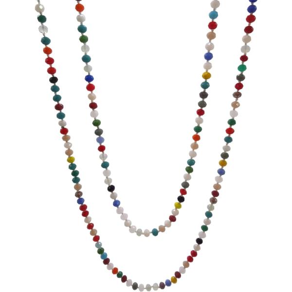 商品名SWEETRAINBOWN Colored Glass Beaded Sweater Necklace,Long Endless Handmade Strand Necklace Knotted Jewelry Costume 8 M...