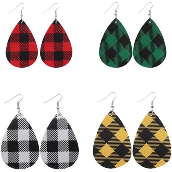 商品名ASHMITA ASHMITA レザーティアドロップ/リーフイヤリング レディース ガールズ ダングル花びらピアスセットASHMITA ASHMITA Leather Teardrop/Leaf Earrings Red checke...