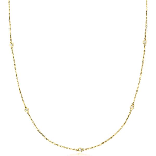 商品名Ross-Simons 0.25 ct. t.w.ベゼルセットダイヤモンドステーションネックレス 18カラットゴールドオーバー スターリングシルバーRoss-Simons 0.25 ct. t.w. Bezel-Set Diamond...