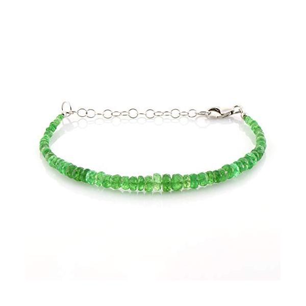 商品名:  Natural Tsavorite Faceted Rondelle Bead Gemstone Bracelet with 925 Sterling Silver Chain for Men and women, Gift f...