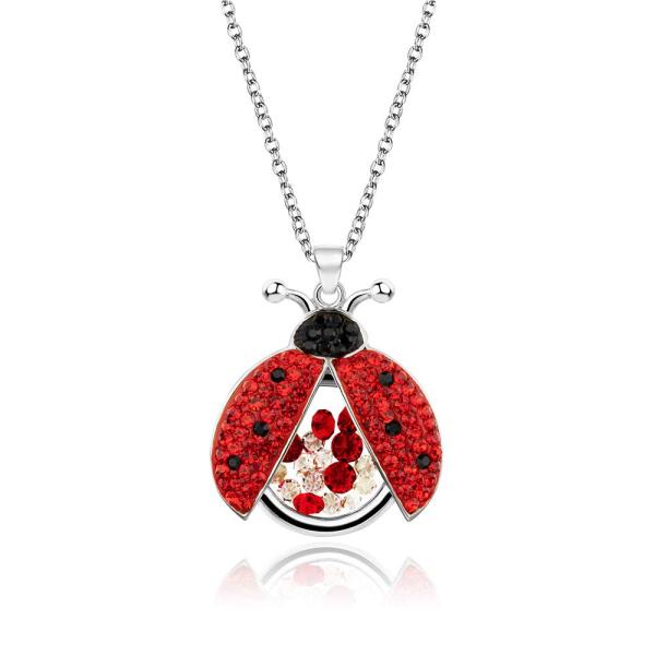 商品名: Superchic Jewelry かわいい赤いオープンウィングのてんとう虫ペンダント/ネックレス 赤とジェットクリスタルとクリア&amp;赤のキュービックジルコニア付き ゴールドメッキ シルバー superchic Cute R...