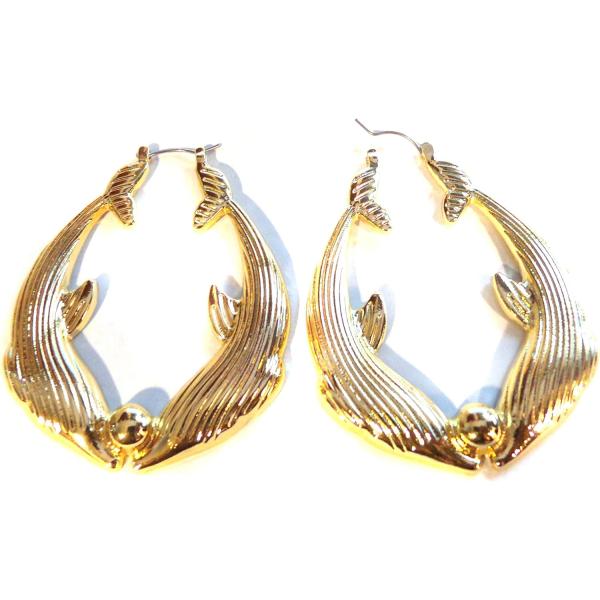 商品名イルカ フープイヤリング イルカ キッシングフープ 2.5インチ ゴールドメッキ フープピアスDolphin Hoop Earrings Dolphins Kissing Hoops 2.5 Inch Earrings Gold Pl...