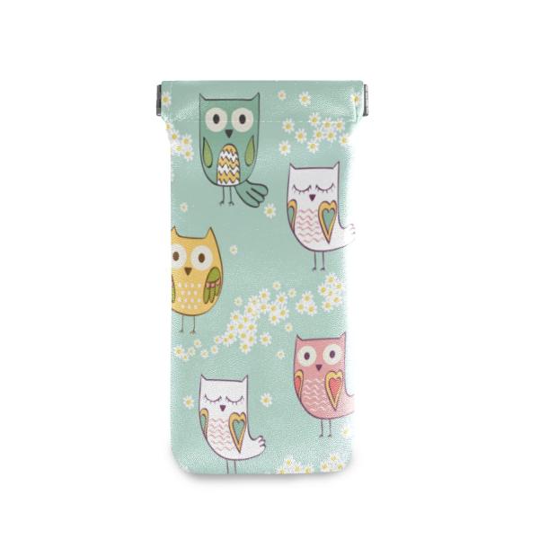 商品名: Cute Animal Owl Flower Eyeglasses Case Soft Sunglasses Pouch Storage Cleaning Glasses Bag Squeeze PU Leather Eyegla...
