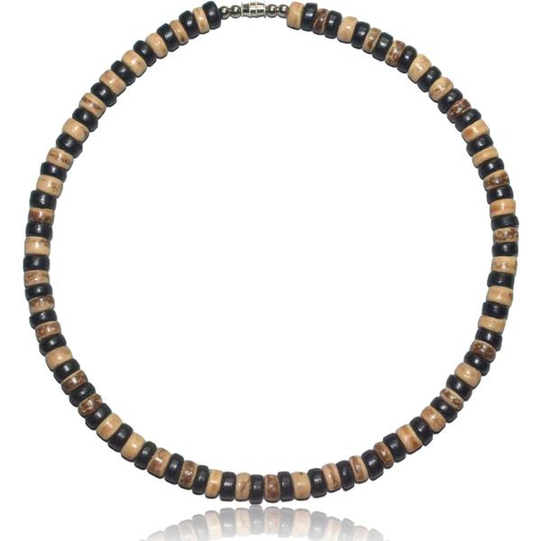 商品名Native Treasure ブラックとタイガーウッドココシェルビーズサーファーネックレス チョーカーロック 8mm (5/16インチ) X-SmallNative Treasure 14"" Mens and Womens Rea...
