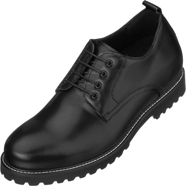 商品名CALTO Men's Invisible Height Increasing Elevator Shoes - Black Leather Lace-up Low-top Work Boots - 3 Inches Taller -...