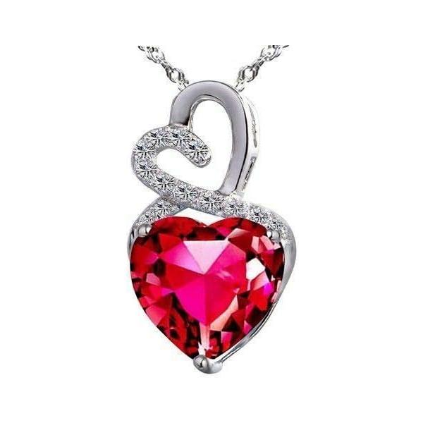商品名The Diamond Deal Lab-Created Red Ruby Gemstone July Birthstone Heart and Diamond Accent Pendant Necklace Charm in 10k...
