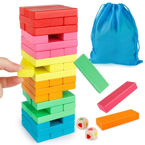 商品名: Coogam Wooden Blocks Stacking Game with Storage Bag, Toppling Colorful Tower Building Blocks Balancing Puzzles Mont...