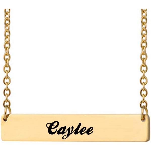 商品名Love Wind ゴールド 名前入りネックレス 刻印入りバー モノグラムネックレス ゴールドLove Wind Gold Personalized Custom Name Necklace Caylee Engraved Bar M...