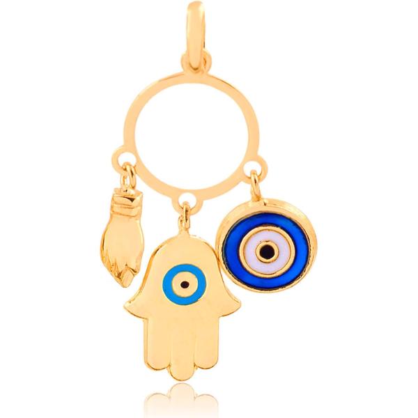 商品名14Kソリッドイエローゴールドハムサハンド、イーヴィルアイ、フィガハンド保護アミュレットペンダント ガールズ、ティーン、レディース用Carol Jewelry 14k Solid Yellow Gold Hamsa Hand, Evi...