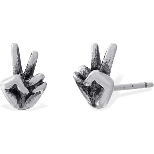 商品名Boma Jewelry スターリングシルバー ピースサイン ハンドスタッドピアス, スターリングシルバーBoma Jewelry Sterling Silver Peace Sign Hand Stud Earringsブランド：B...