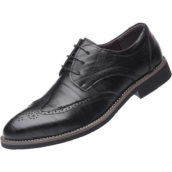 商品名WUIWUIYU Men's Manmade Leather Lace-up Wedding Business Formal Dress Wingtips Brogue Shoes Oxfords Black Size 12.5ブラン...