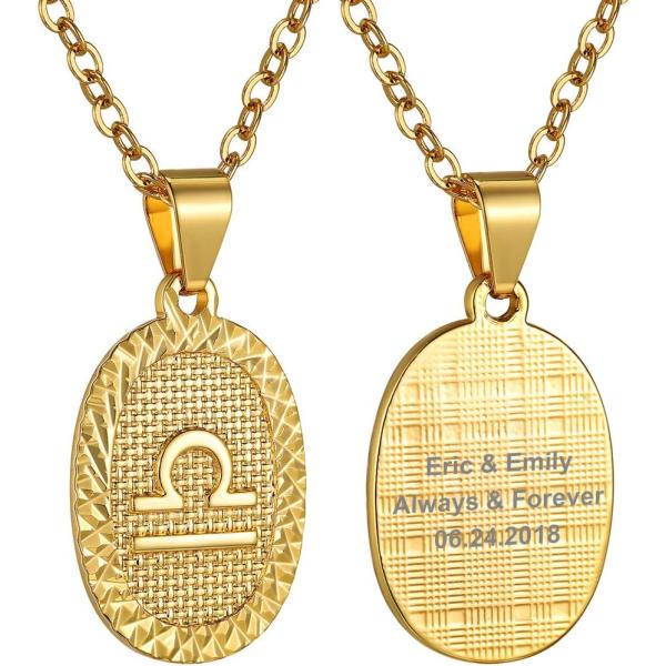商品名GOLDCHIC JEWELRY 星座ネックレス コインペンダント ホロスコープ占星術ネックレス ゴールドメダリオン星術ネックレスCustomized Libra Gold Zodiac Star Sign Pendant Neckl...