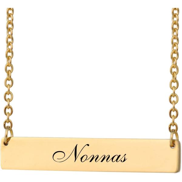商品名HUAN XUN ゴールド刻印バーネックレス 名前入りネックレス カスタマイズ可 ゴールドHUAN XUN Gold Engraved Bar Necklace Personalized Nonnas Name Necklace Cu...