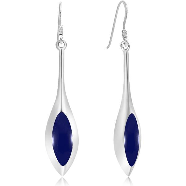 商品名モダンロングアイクル 人工ブルーラピスラズリインレー .925スターリングシルバーダングルイヤリングAeraVidaTrendy Classy Long Icicle Simulated Blue Lapis-Lazuli Inlay...