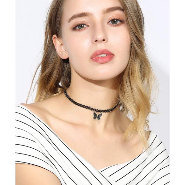 商品名Aimimier ボヘミアンクリスタルバタフライチョーカー ブラックレースビーズネックレス クリスタルパヴェ昆虫チャームペンダントネックレス レディース ガールズAimimier Bohemian Crystal Butterfly ...