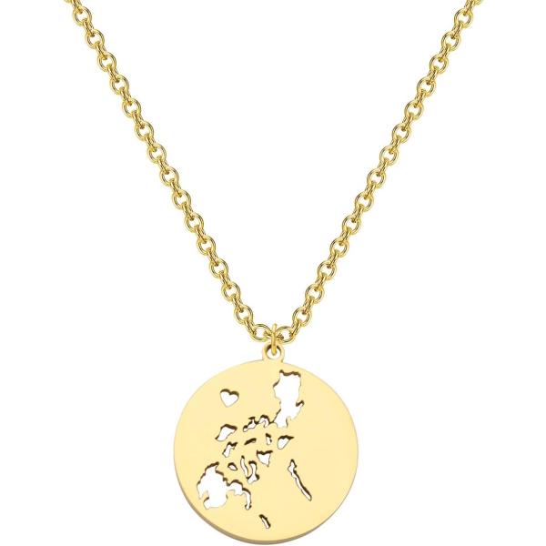 商品名bobauna フィリピン諸島地図ペンダント サークル中空ネックレス フィリピンのプライドジュエリーマップ 地理ギフト フィリピーノへのギフト, ステンレス鋼, ナガム,bobauna Philippine Islands Map P...