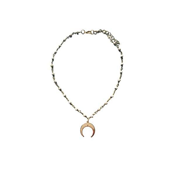 商品名Gold Crescent Horn Necklace Choker White Beaded Rosary Chain Gift For Herブランド：Generic商品サイズ：高さ：7.6 cm横幅：7.6 cm奥行：7.6 c...