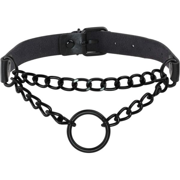 商品名MILAKOO PUレザー パンクチョーカーネックレス サークル/ハートチャーム 調節可能な襟ネックレス 女性用MILAKOO PU Leather Choker O Ring Necklace with Black Chain Ne...