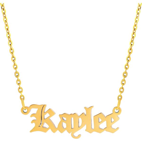 商品名JoycuFF オールドイングリッシュネームネックレス (800以上の名前が入っています) パーソナライズ 18K ゴールドメッキ モノグラム ジュエリー クリスマス 誕生日 ギフト 女性用, 金属JoycuFF Kaylee Han...