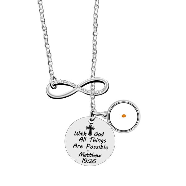 商品名: Uloveido ステンレススチール インフィニティネックレス God All Things are Possible マタイ19:26 マスタードシードペンダント Y762 シルバー Uloveido Stainless Ste...