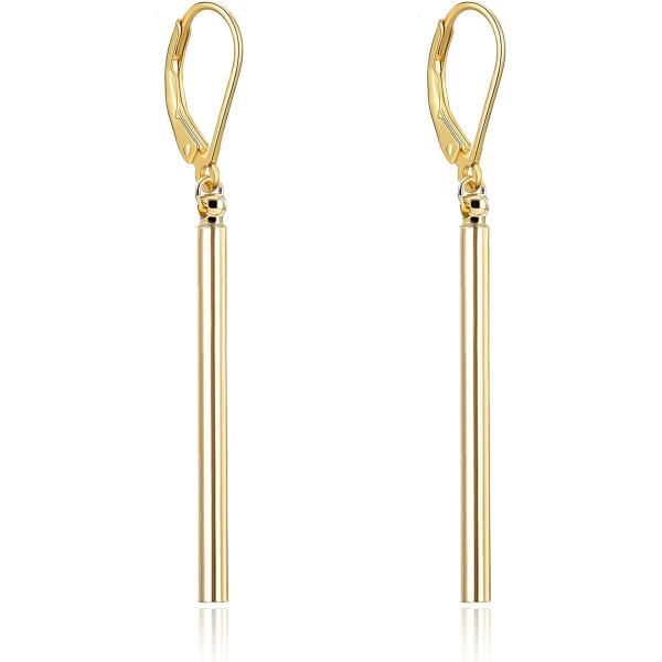 商品名ミニマルロング垂直バーダングルイヤリング レディース ゴールドメッキ シンプルな幾何学ライン スティック ドロップイヤリング メンズ 華奢なファッションジュエリーMinimal Long Vertical Bar Dangle Ear...