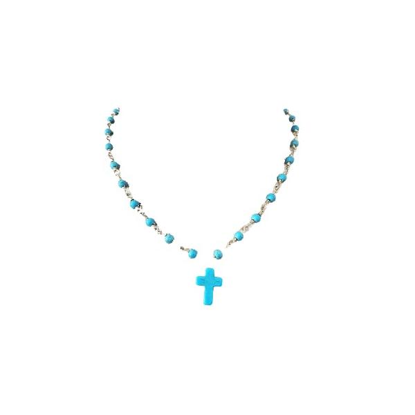 商品名Small Blue Cross Charm Choker Necklace Turquoise Stone Rosary Chainブランド：Generic商品サイズ：高さ：1 cm横幅：6.3 cm奥行：21.4 cm重量：382...