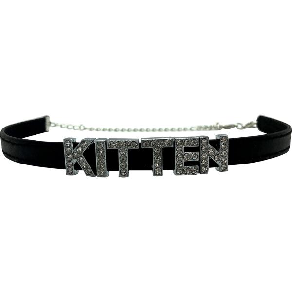 商品名子猫のチョーカー しなやか かわいい襟 ネックレス 文字 レザー, レザー, ラインストーンKitten Choker Submissive Kawaii Cute Collar Necklace Letters Leatherブラン...